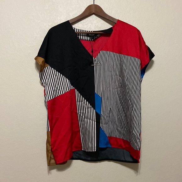 Dkny | Tops | Dkny Color And Pattern Block Top Nwt | Poshmark